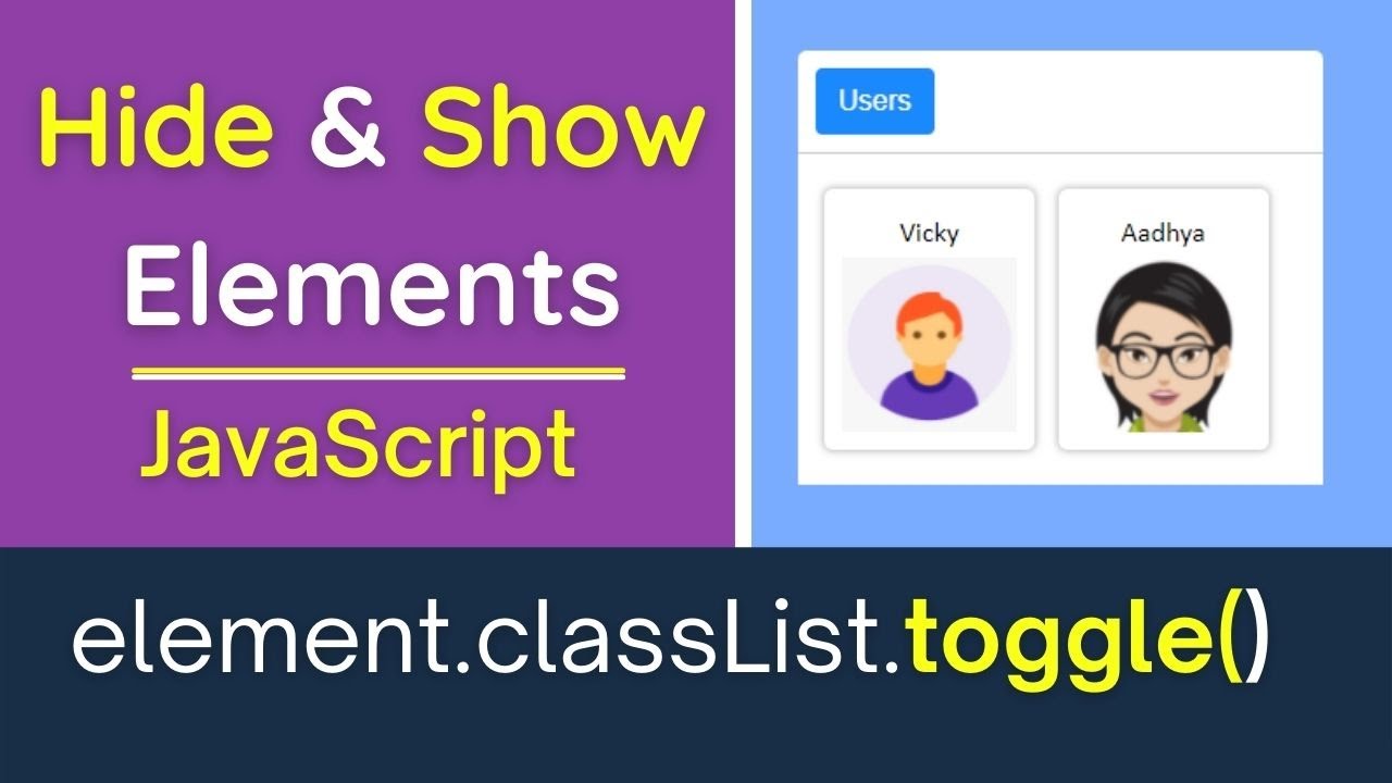 Hide And Show Div Element Using Javascript Css Explained Toggle