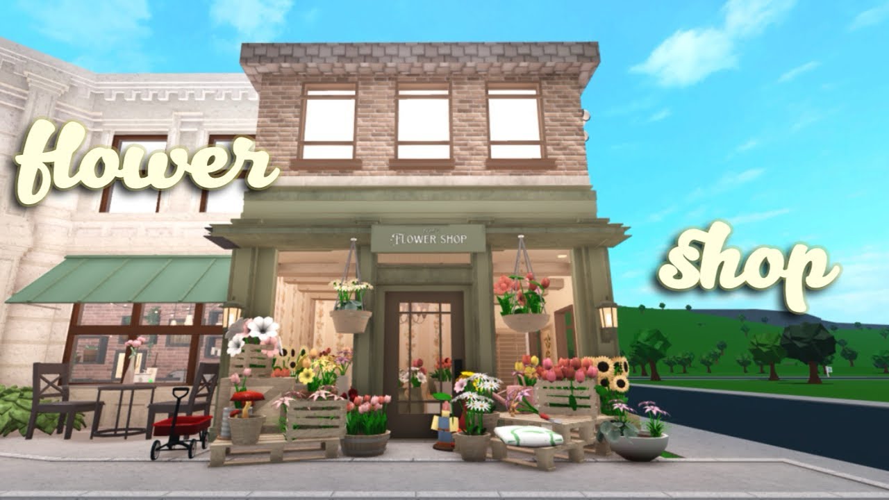 Building A Bloxburg Flower Shop In My Lakeside Town Youtube