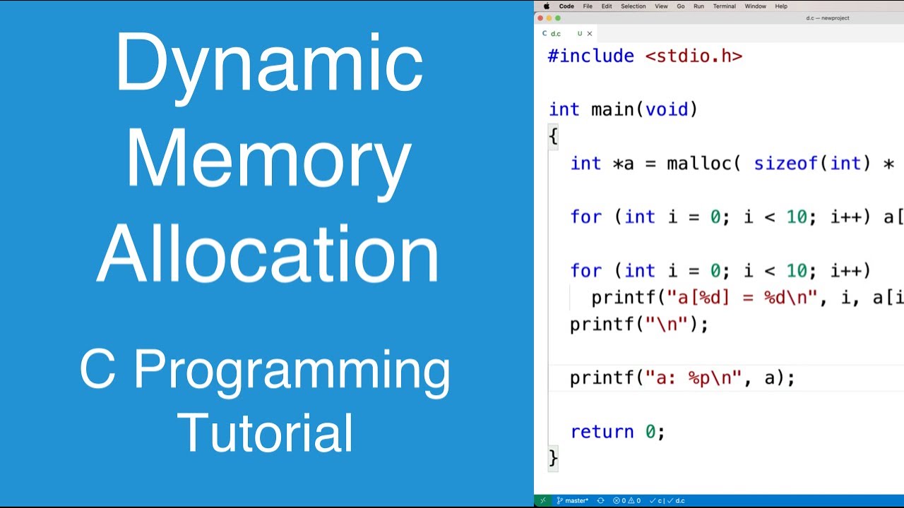 Dynamic Memory Allocation C Programming Tutorial Youtube