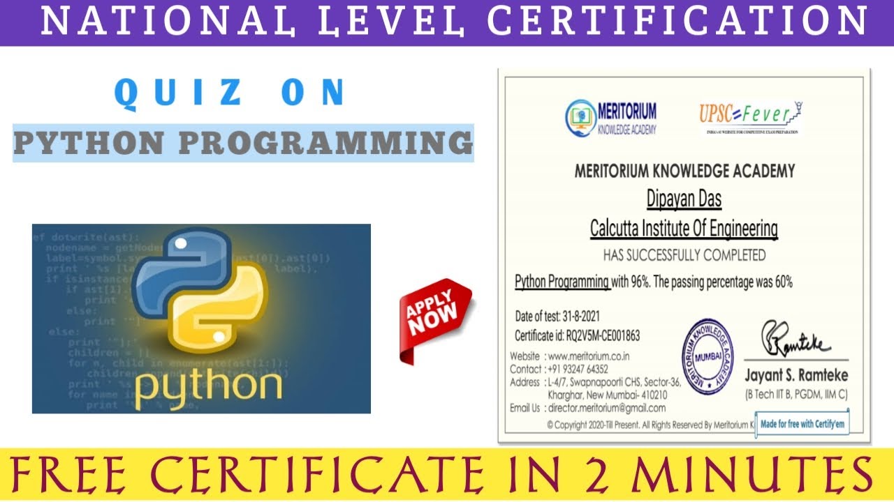 Python Programming E Quiz Multiple Choice Quiz On Python