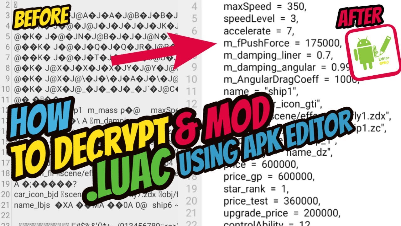 How To Decrypt And Mod Luac Files Using Apk Editor Youtube