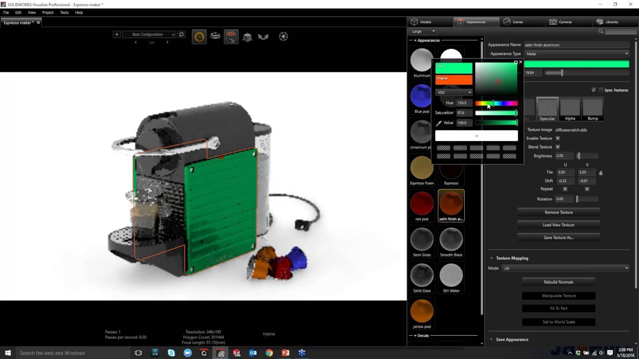 Solidworks Visualize Tutorial Using Appearances Awbr
