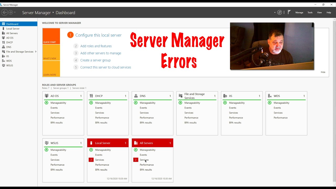 Windows Server Dashboard Errors Youtube