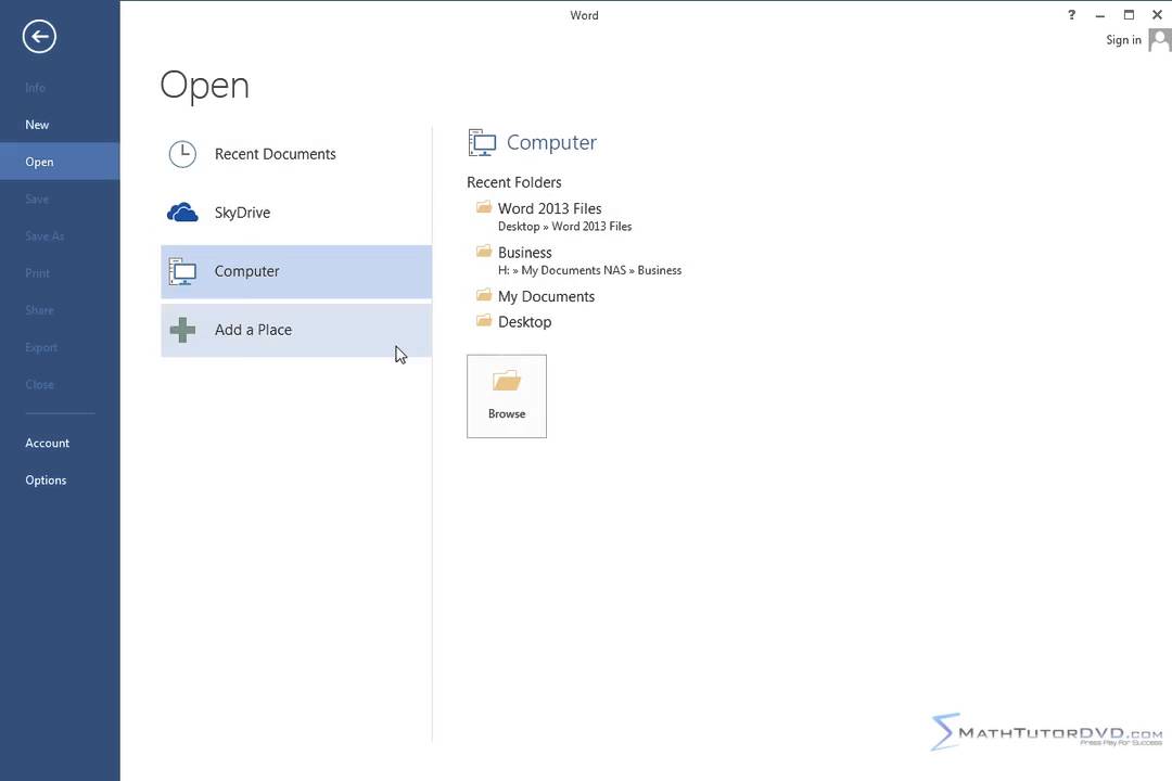 Lesson 3 Opening Documents Microsoft Word Tutorial Math Tutor