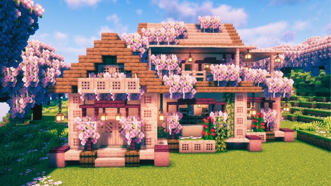 Minecraft How To Build A Cozy Cherry Blossom House Tutorial рџњє Youtube
