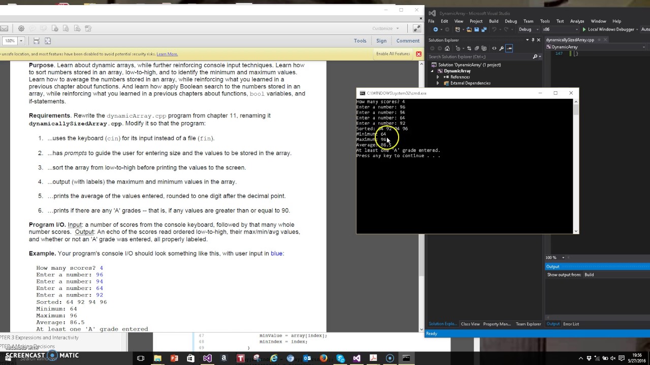 Dynamically Sized Array C Youtube
