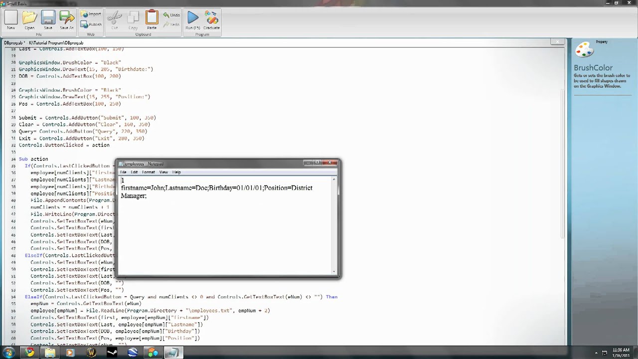 Small Basic Tutorial 14 Simple Database Program 3 3 Youtube
