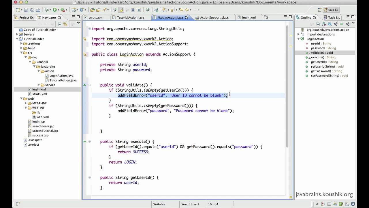 Struts 2 Tutorial 13 The Actionsupport Class Youtube