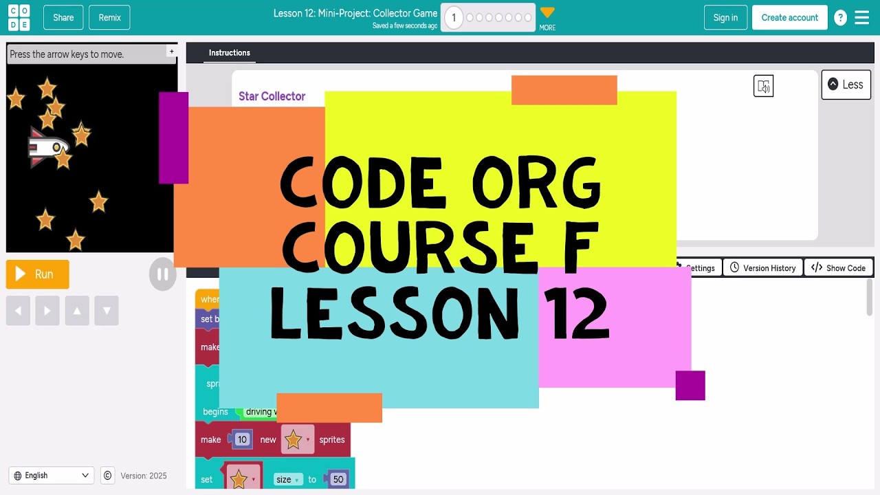 Code Org Course F Lesson 12 Mini Project Collector Game Code Org