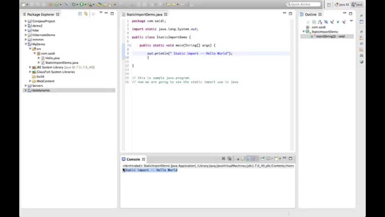 Static Import In Java With Example Youtube
