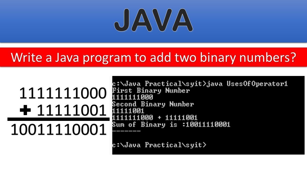Write A Java Program To Add Two Binary Numbers Youtube