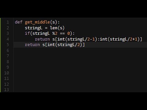 Python Get The Middle Character Codewars 7kyu Youtube