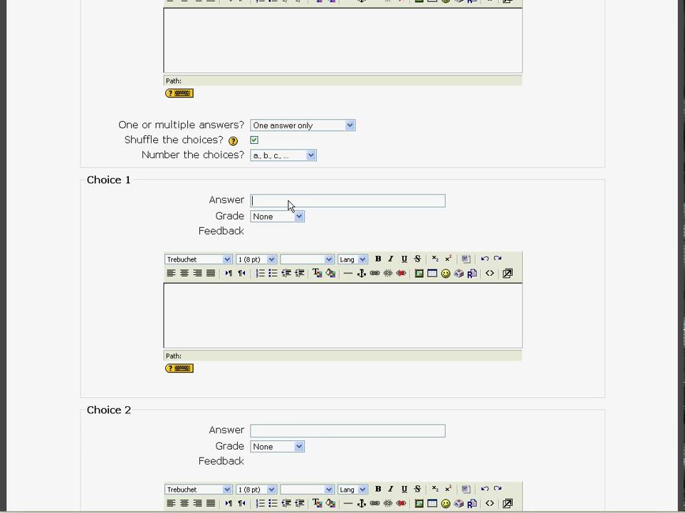 Creating A Multiple Choice Question For A Moodle Quiz Youtube