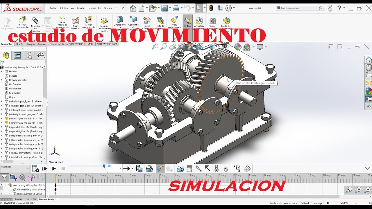 Tutorial Solidworks 2019 Simulación De Engranajes Rectos Y Cónicos