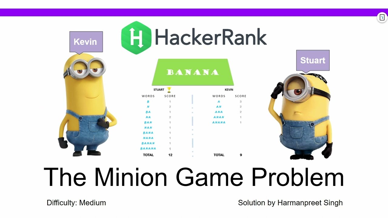 Kevin Stuart The Minion Game Hackerrank Python Solution Explained