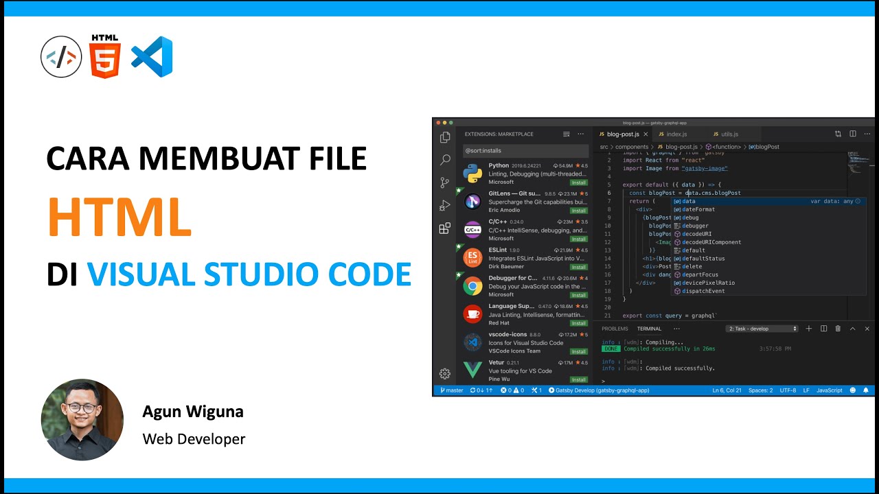 Cara Membuat File Html Di Visual Studio Code Youtube