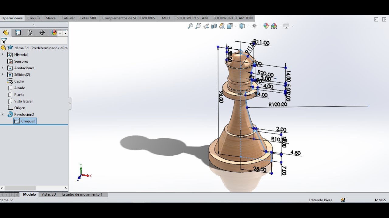 Dama De Ajedrez En Solidworks Ejercicios De Croquizado Youtube
