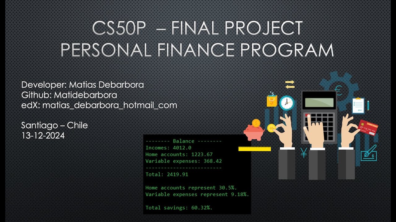 Cs50p Final Project Personal Finance Program Youtube