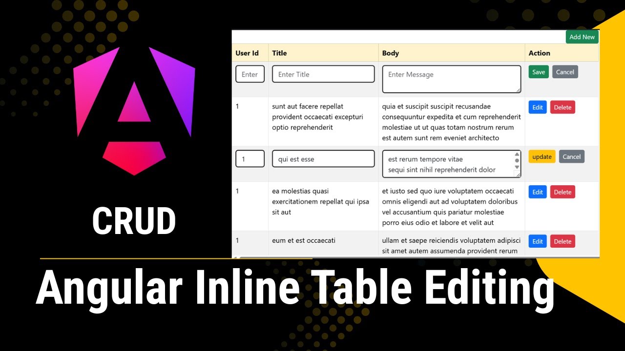 Inline Table Editing In Angular Angular Crud With Table Youtube