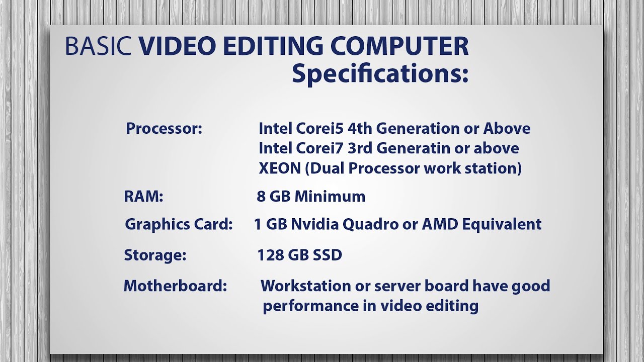Basic Video Editing System Specifications Youtube