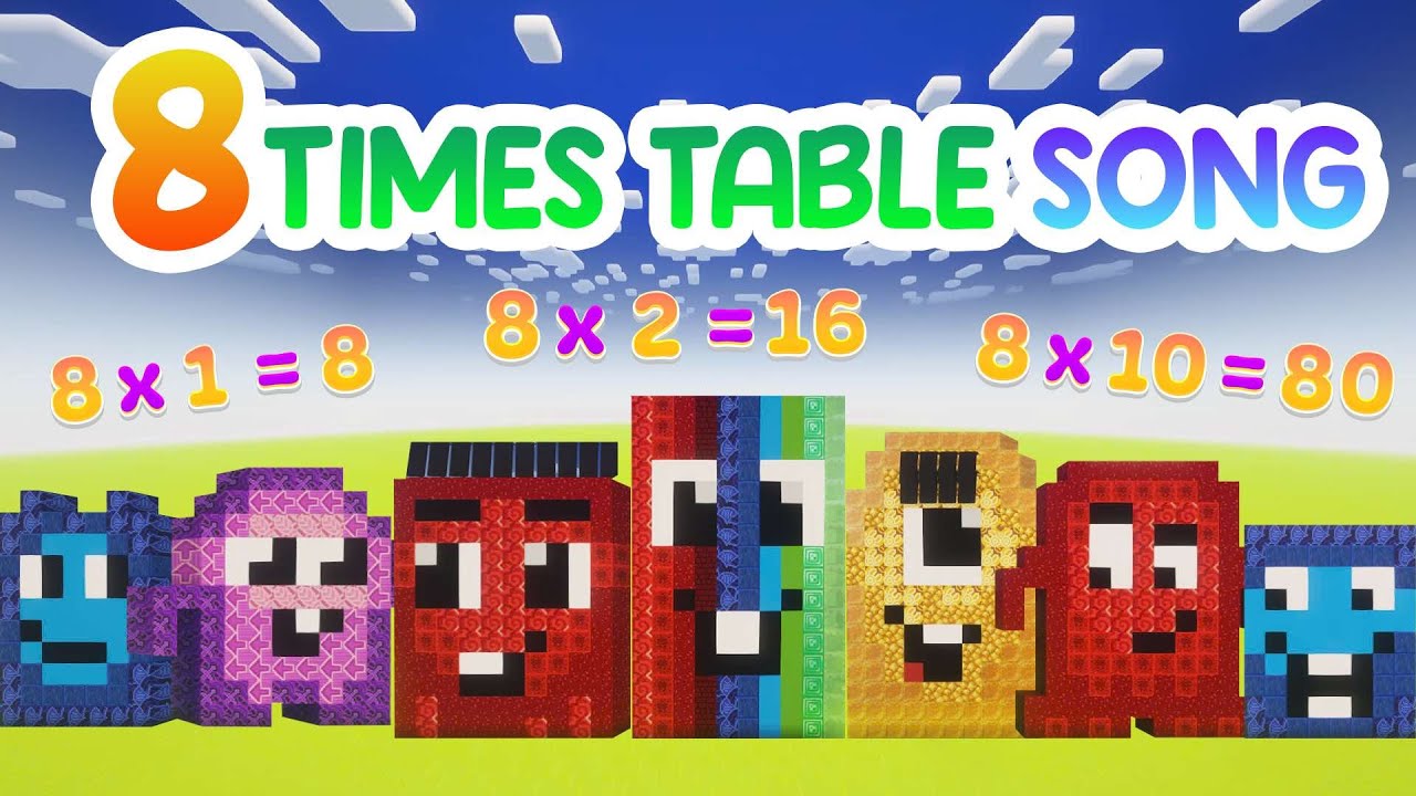 8 Times Table Song Minecraft Numberblocks Math Songs Fun Counting