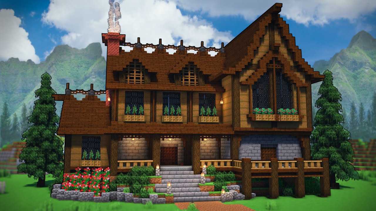 Minecraft How To Build A Dark Oak Cottage Tutorial Youtube