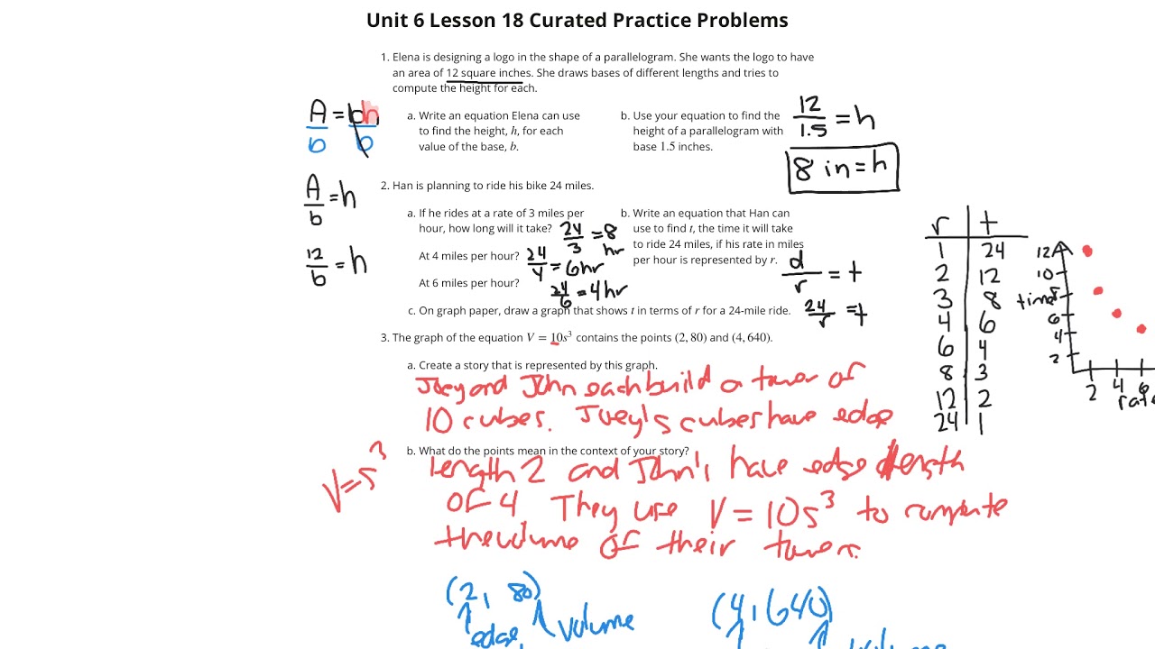 Grade 6 Unit 6 Lesson 18 Practice Problems Youtube