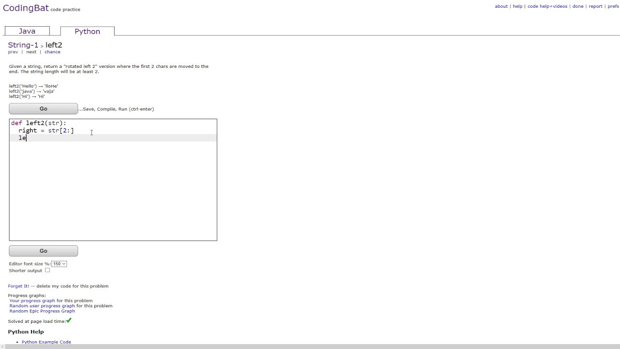 String 1 Left2 Python Tutorial Codingbat Youtube