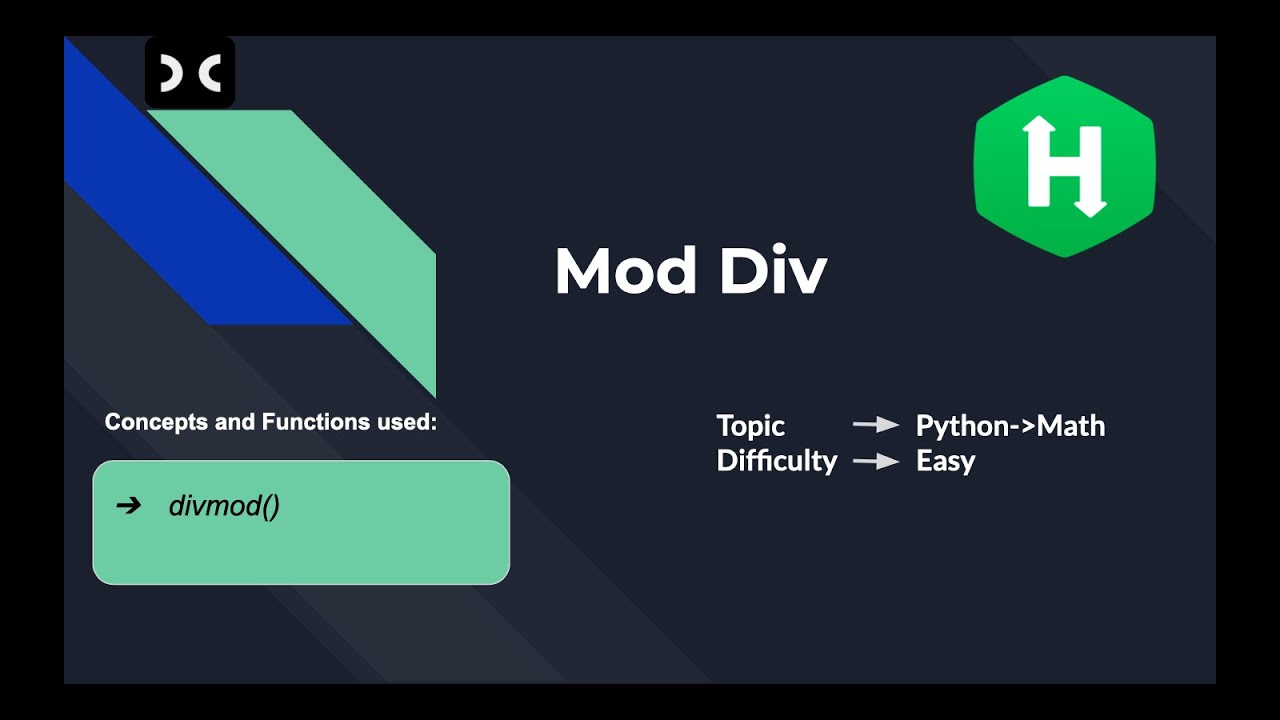 Mod Div In Python Hackerrank Python Beginner Youtube