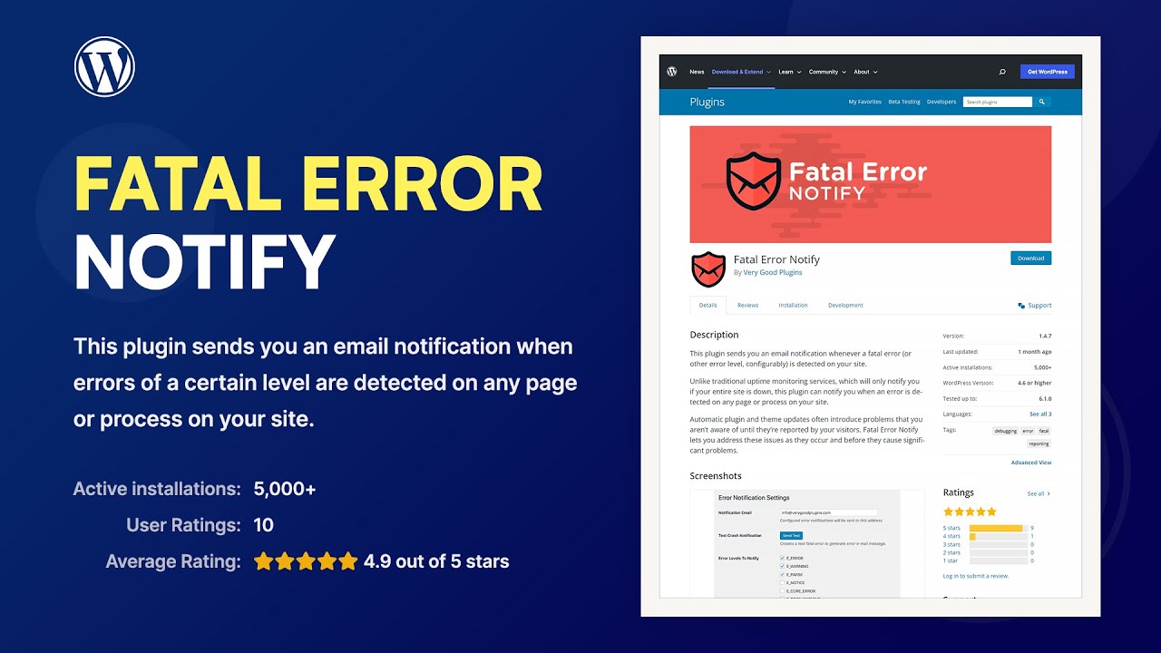 Find Website Errors With The Fatal Error Notify Wordpress Plugin Youtube