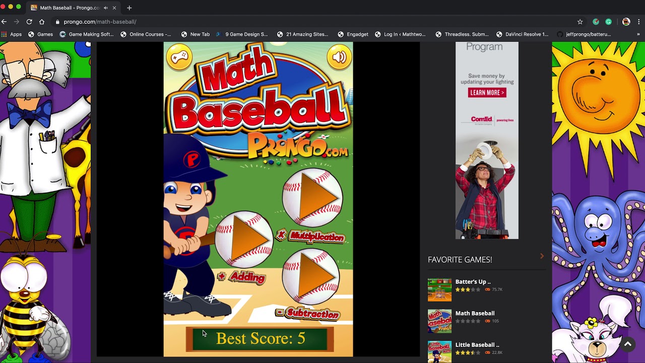 Math Baseball Game Demo Youtube
