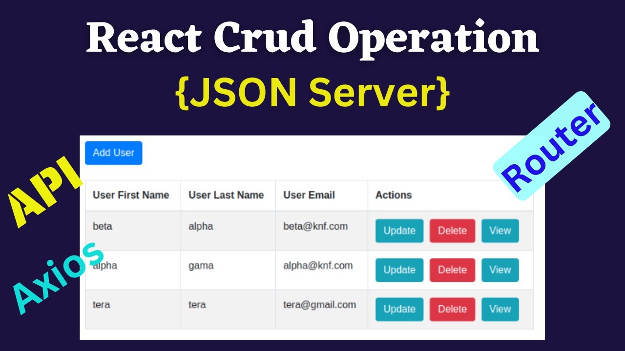 Build React Crud App With Json Server React Crud Operation With Api