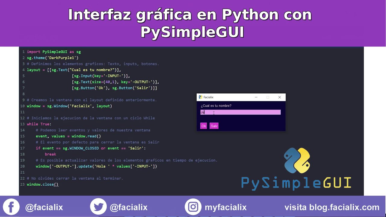 Crear Interfaces Gráficas En Python Con Pysimplegui Youtube