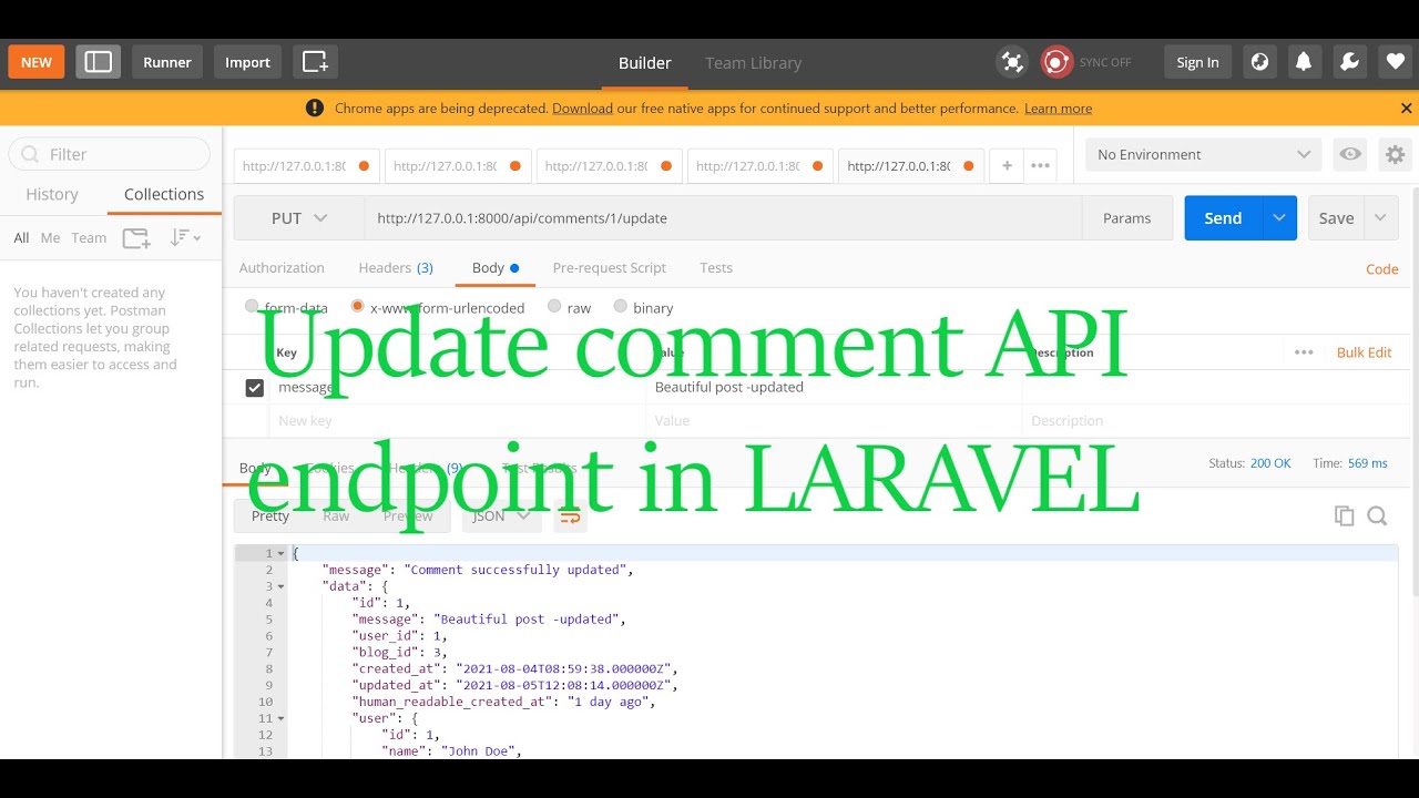 Update Comment Api Endpoint In Laravel Youtube