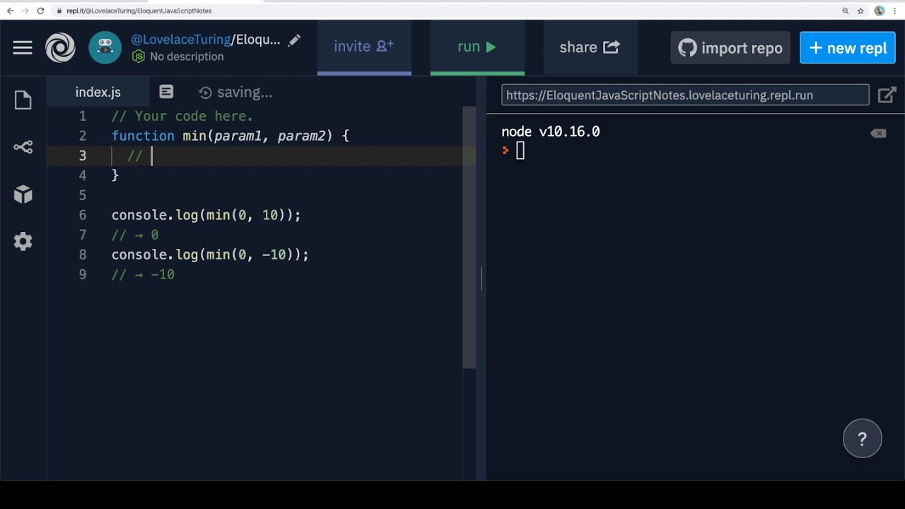 Eloquent Javascript Read Along Functions Exercises Minimum Youtube
