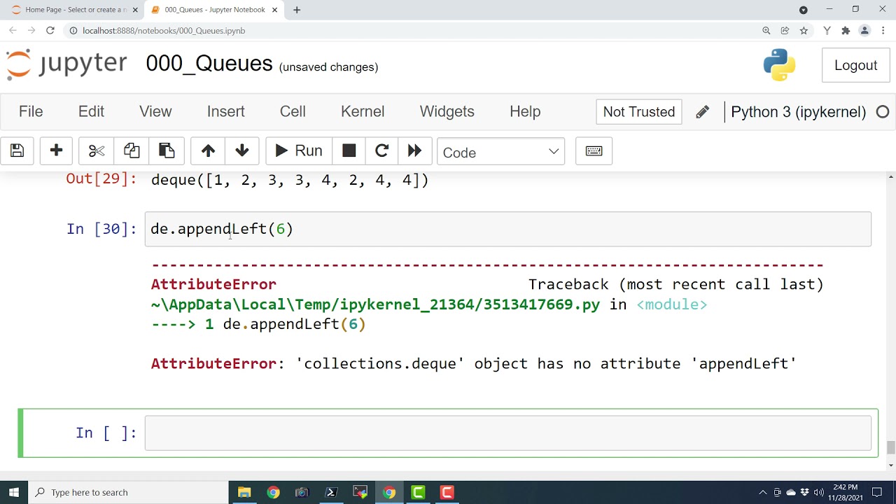 Ep03 Python Queue Queue Operations Using Collections Deque Youtube