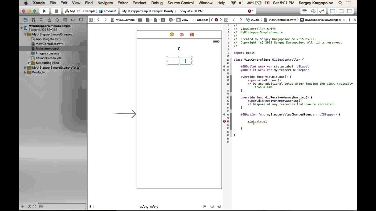 Uistepper Example In Swift Youtube