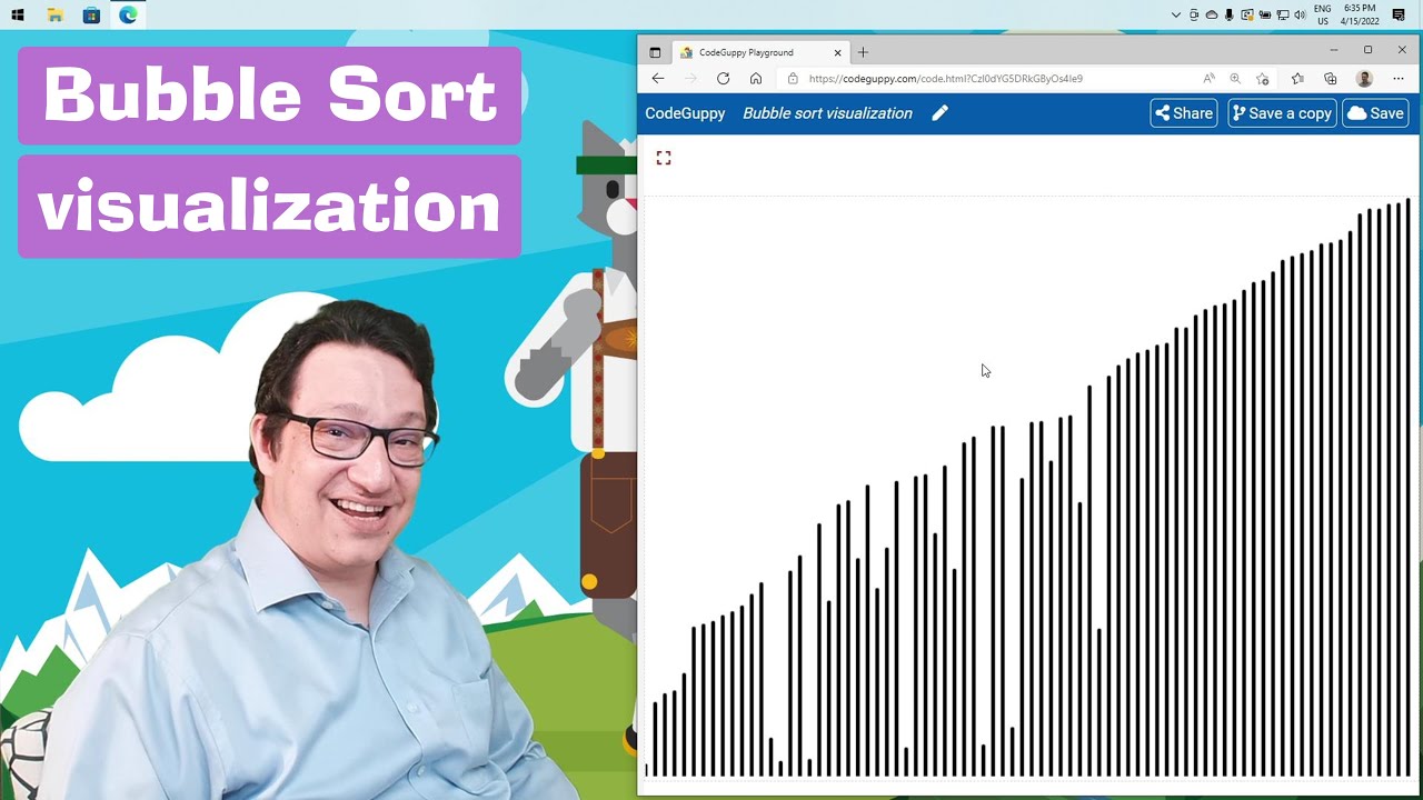 Bubble Sort Visualization In Javascript Uses P5 Js In Codeguppy