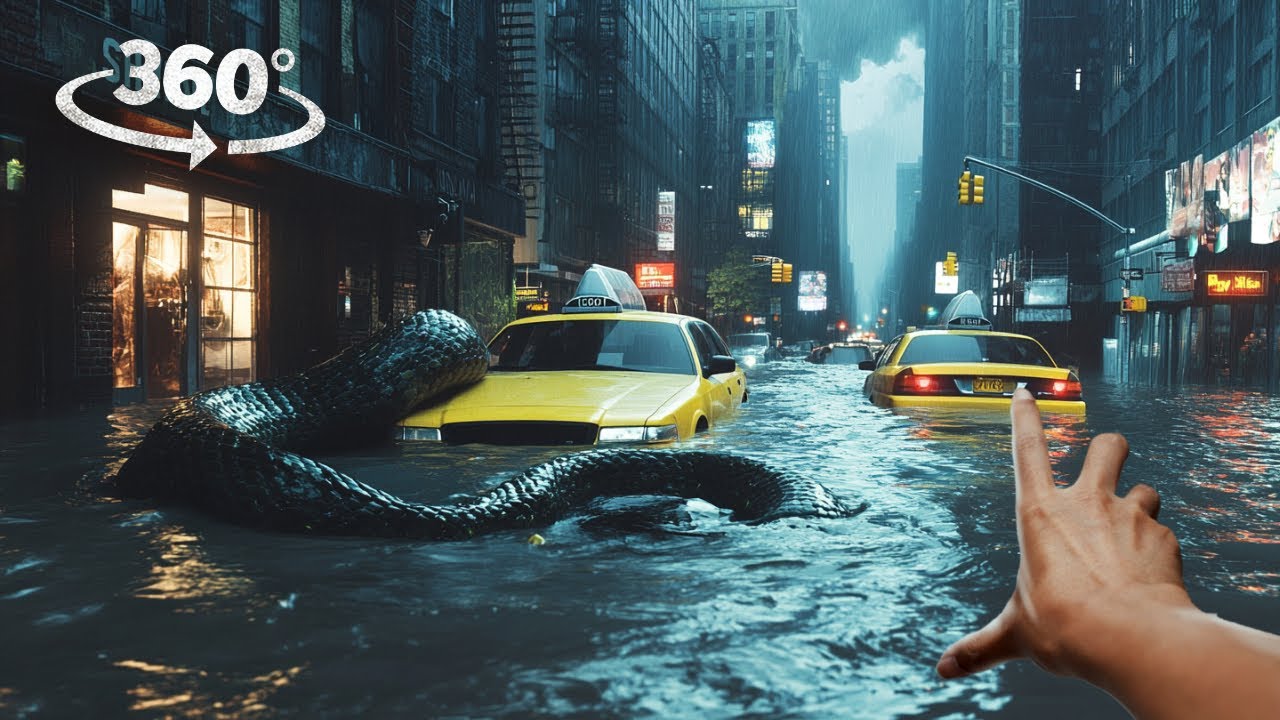 360 Action Survive Giant Snakes City Flood Disaster Vr 360 Video