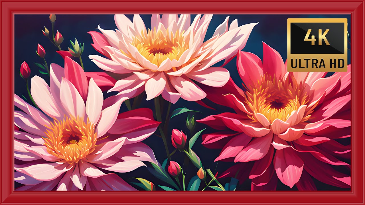 Flowers Oil Painting Framed Painting Wallpaper Tv Art çerçeve 4k