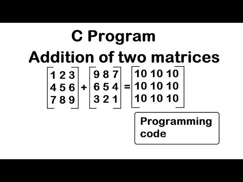 C Program To Add Two Matrices Using Multi Dimensional Arrays Youtube