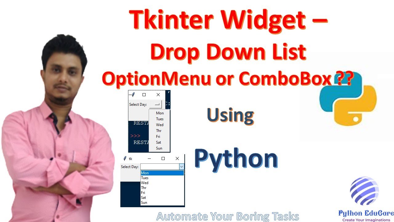 Tkinter Drop Down List Optionmenu Vs Combobox Youtube