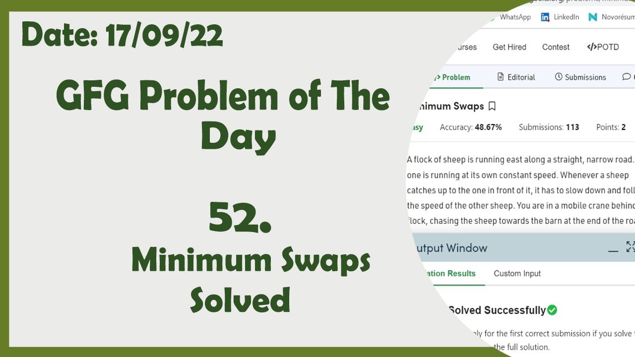 Minimum Swaps C Gfg Daily Problem Youtube