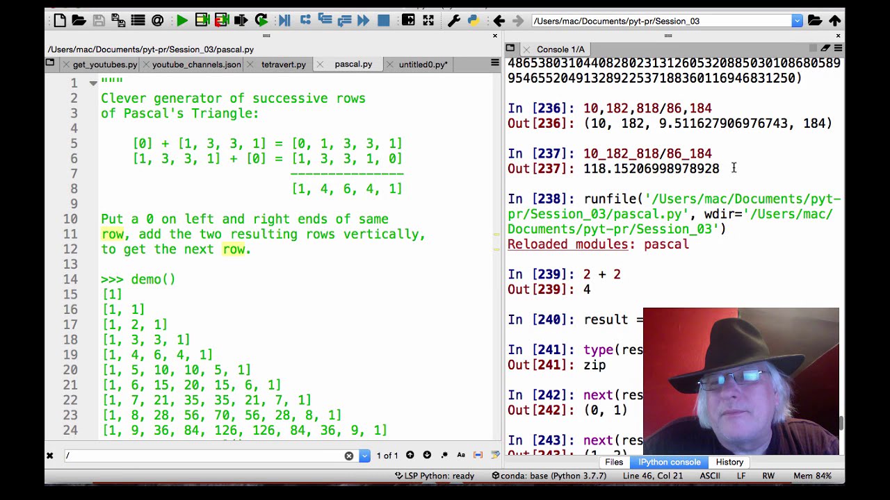 Pascal S Triangle Using Python Generator Syntax Youtube