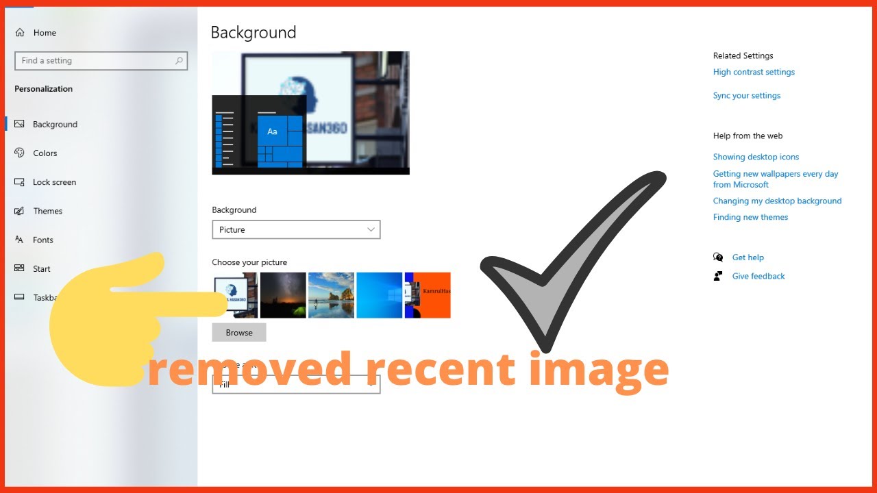 Remove Recently Used Images In Desktop Background History Windows 10
