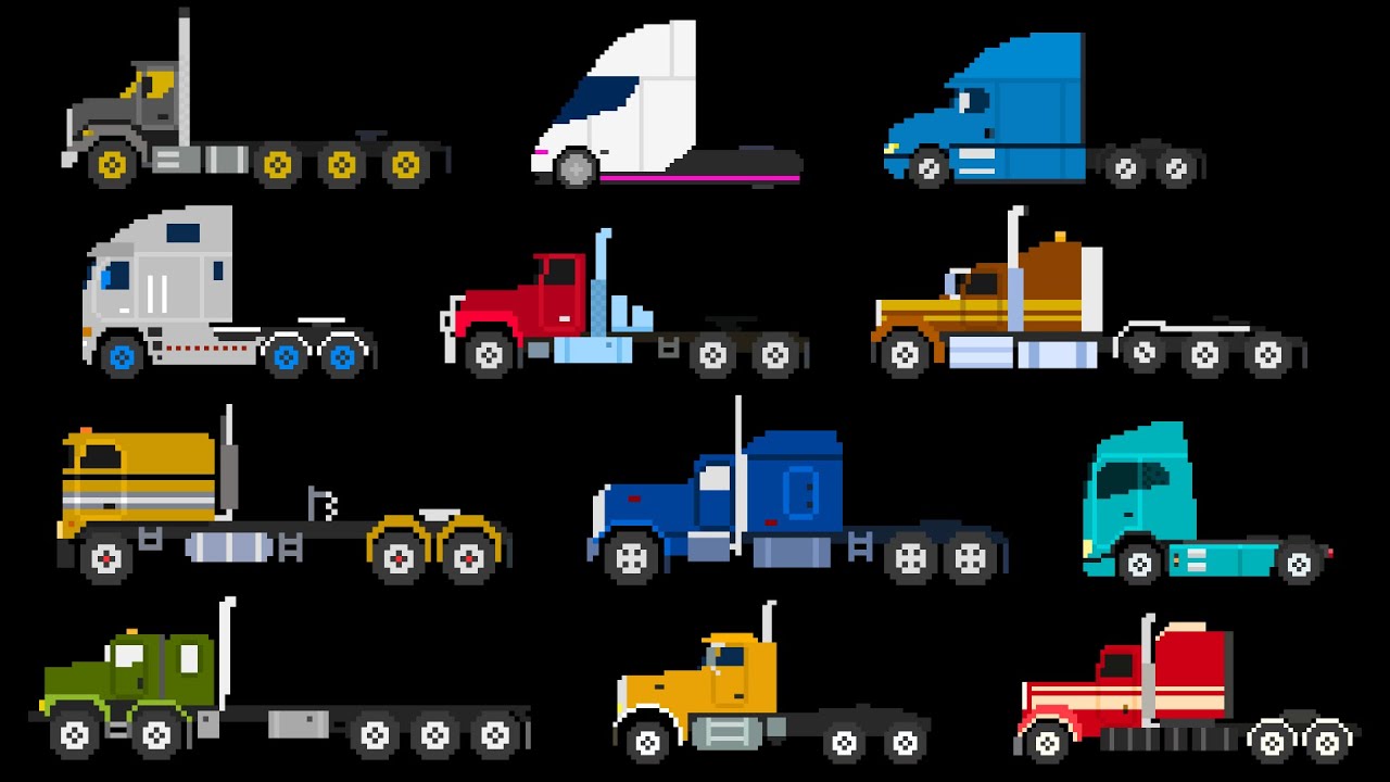 Semi Trucks Pixel Art 10 Wheeler Electric Semi Custom Long Nose