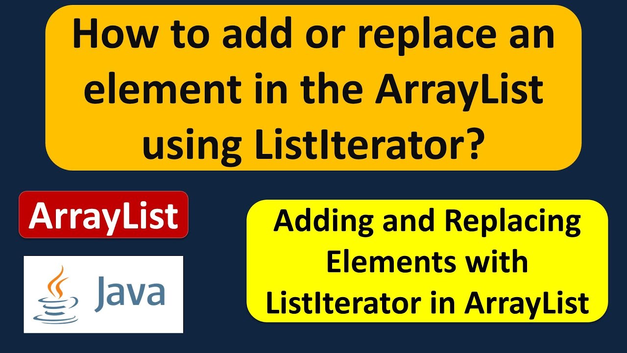 How To Add Or Replace An Element In The Arraylist Using Listiterator