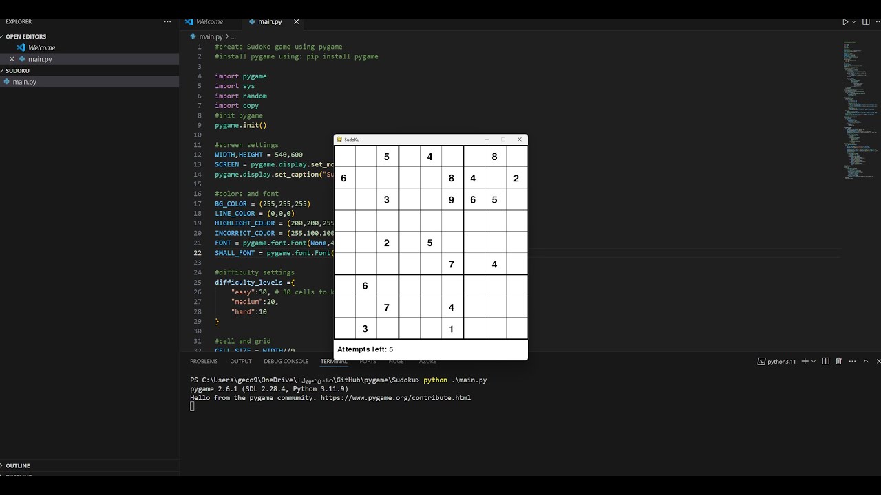 Build Play An Interactive Sudoku Game In Python Step By Step Pygame