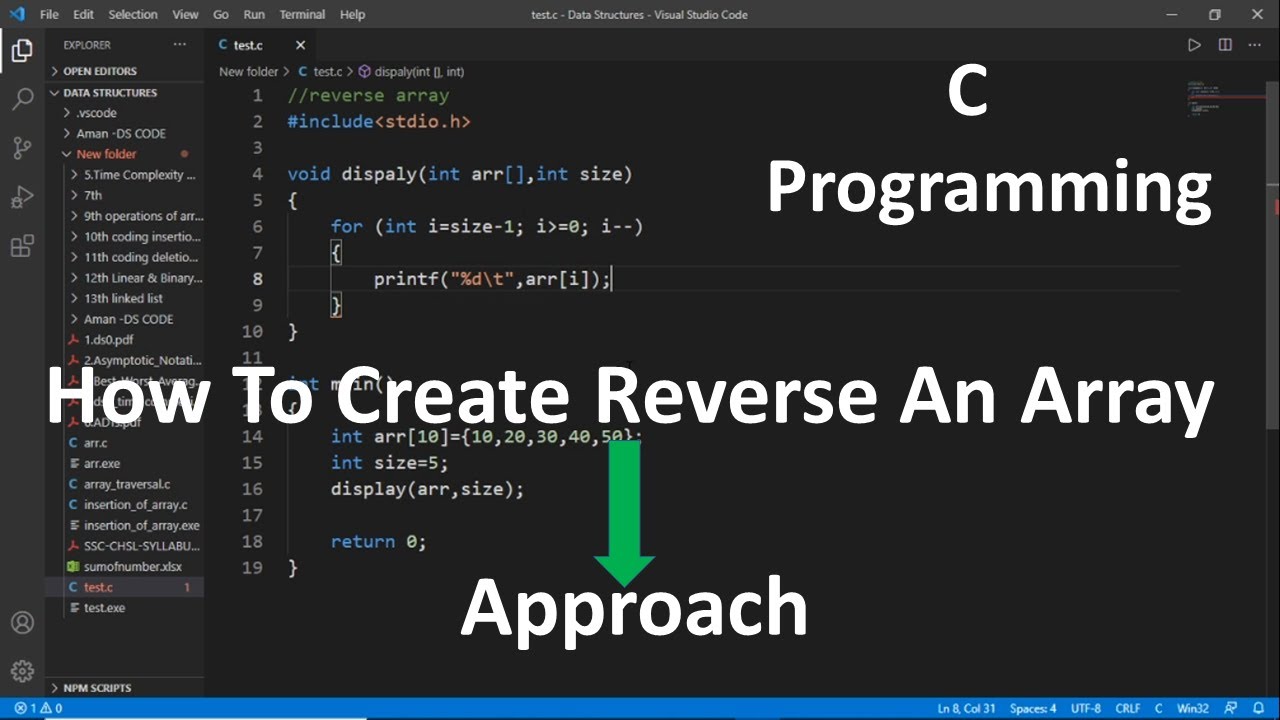 Reverse Array In C Programming In Visual Studio Code How To Create