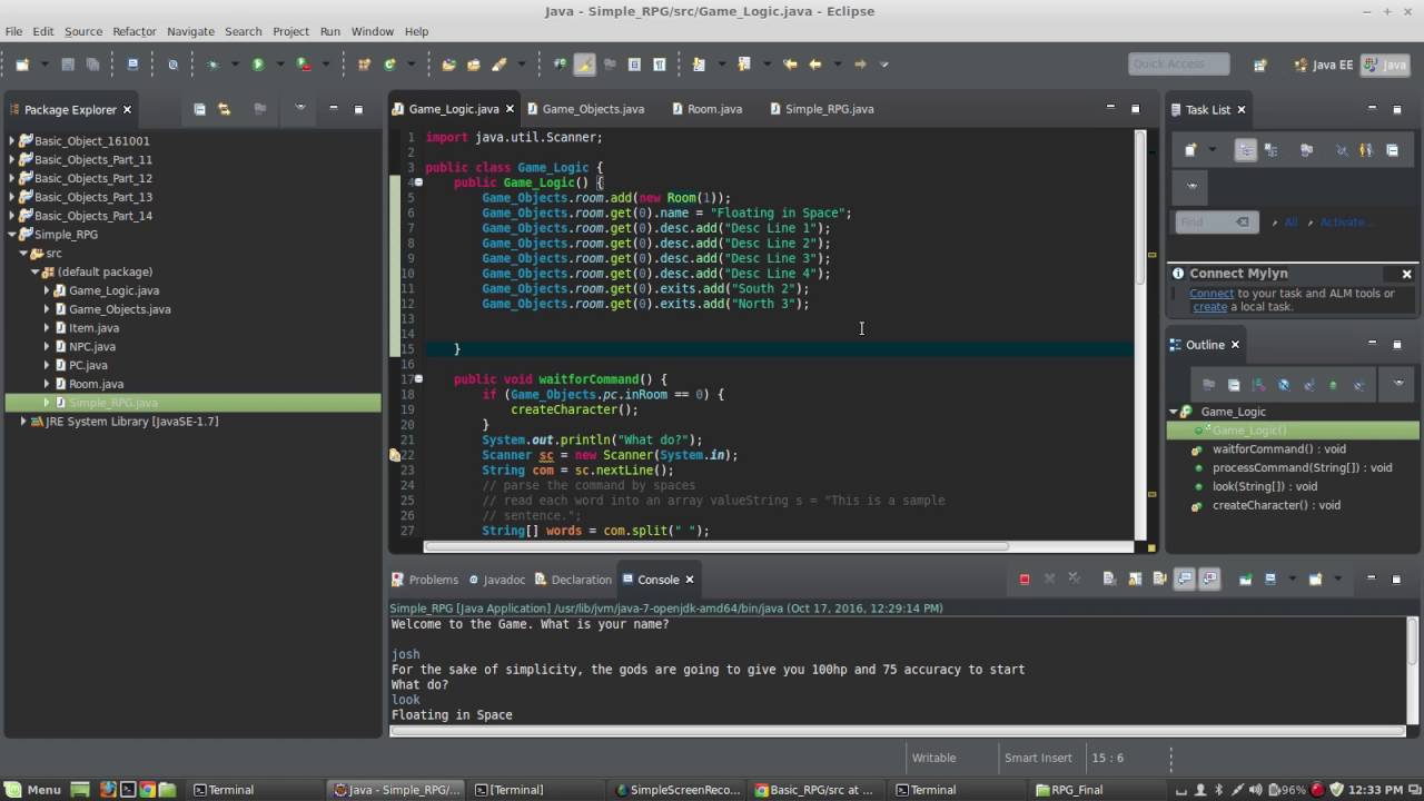 Java Tutorial Build A Basic Rpg Look Command Part 3 Youtube